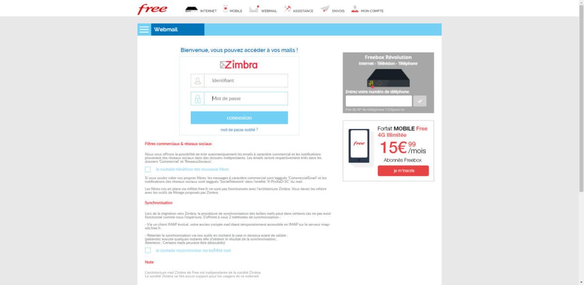 Zimbra : guide complet sur l'utilisation du webmail de free